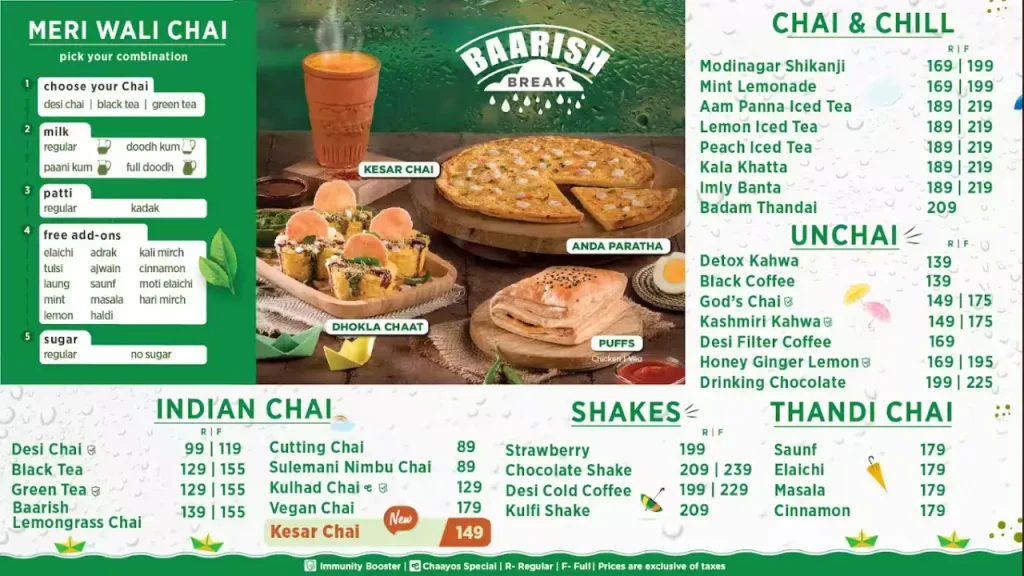 Chaayos Menu Price Locations Updated 2025